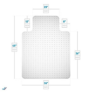 Office Chair Mat for Carpeted Floors Polycarbonate Transparent for Rolling Desk Computer Chairs Low and Medium Pile Carpets 36 X 48 X1/8 with Lip Heavy Duty Thick and Sturdy Shipped Flat