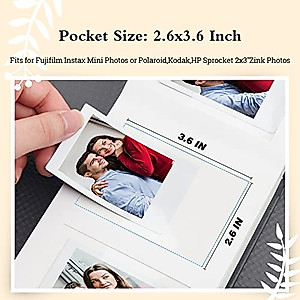 Photo Album with Writing Space for Fujifilm Instax Mini Camera, Polaroid Camera, 64 Pockets Instax Photo Album Polaroid Photo Albums Book for Fujifilm Instax Mini 11 9 8 40 Evo Instant Camera, Black