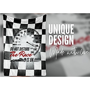 InnoBeta Car Racing Gifts, Cool Speed Racing Car Throw Blanket for Kids Boys 50"x65", Perfect for Sofa Bed Couch, Checkered Flag Racing Speed Blanket