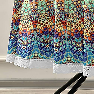 Qilmy Mandala Outdoor Tablecloth 60 Inch Waterproof Round Tablecloth with Umbrella Hole and Zipper for Backyard Party BBQ Decor