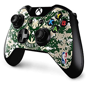 Skinit Decal Gaming Skin Compatible with Xbox One Controller - Officially Licensed NBA Milwaukee Bucks Camo Digi Design