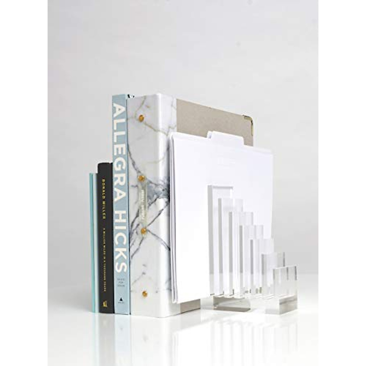 russell+hazel Acrylic Collator and Bookend, Clear, 5” x 8” x 2.5”