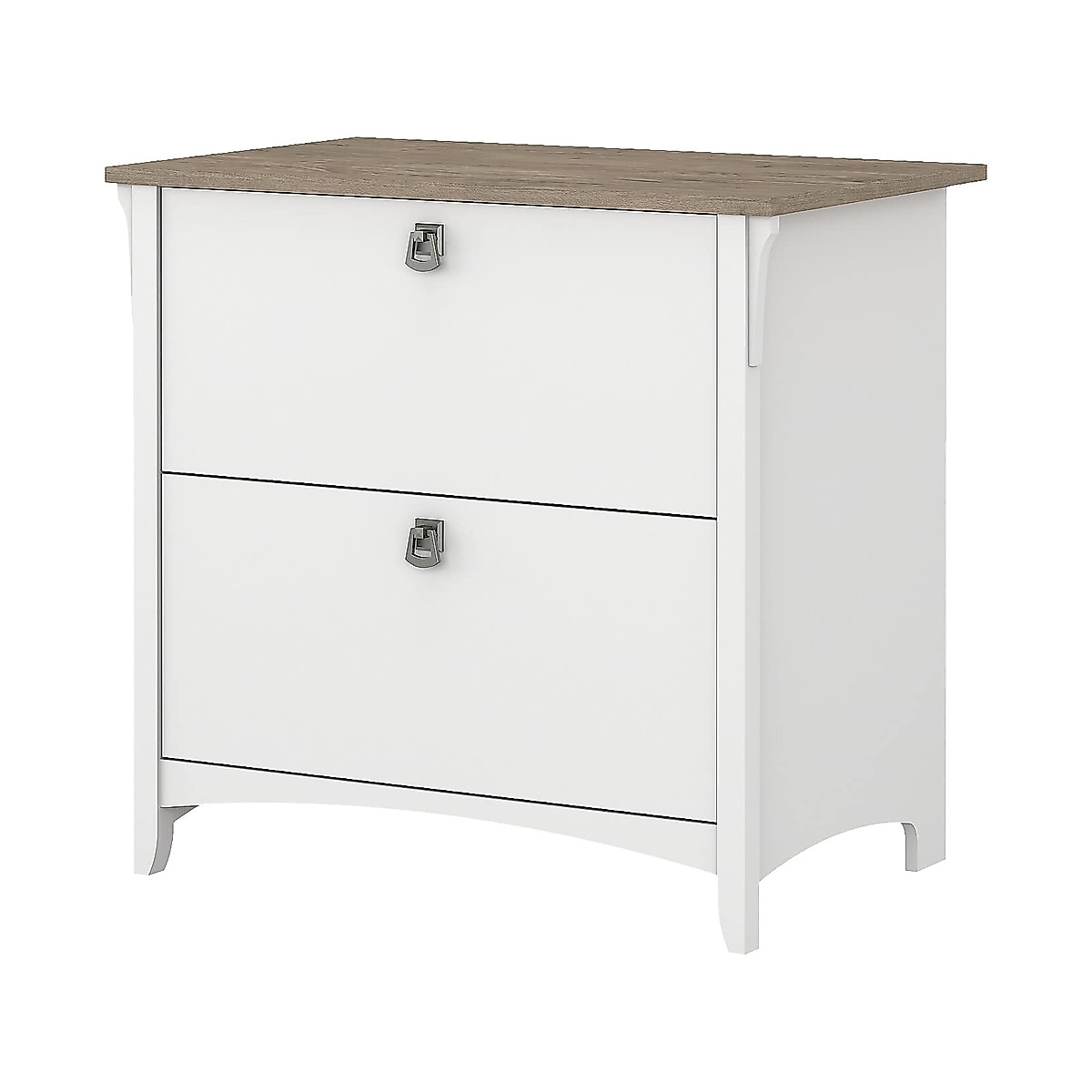 Bush Furniture Salinas 2 Drawer Lateral File Cabinet in Pure White and Shiplap Gray