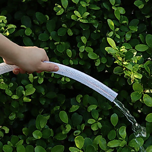 DERPIPE Soft Braided PVC Tubing - 3/4" ID x 1" OD High Pressure Clear Flexible PVC Tube Reinforced Vinyl Hose for Water, Oil with 2pcs Hose Clamps (10Ft)