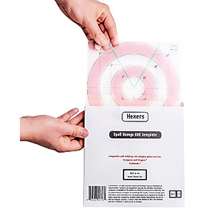 Hexers Spell Effects Damage AOE Template, Compatible with Dungeons and Dragons D&D DND Pathfinder RPG, templates for Line Cone Square or Circle Spells, converts inches to in Game feet