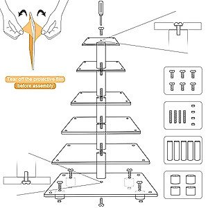 Cupcake Stand - 6 Tier Yellow Acrylic Cupcake Tower Display Cupcake Holder, Valentines Day Decor, Birthday Decorations for the Home