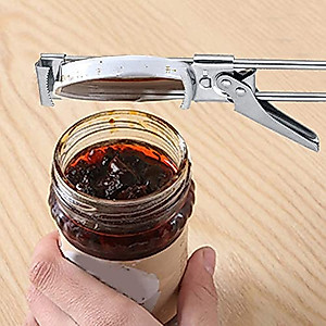 Warncode Adjustable Multifunctional Stainless Steel Can Opener, 3 Seconds Quick and Easy Manual Bottle Jar Opener Lid Remover Gripper Kitchen Tool,for Arthritic Hands,Seniors,Long Fingernails (1Pcs)