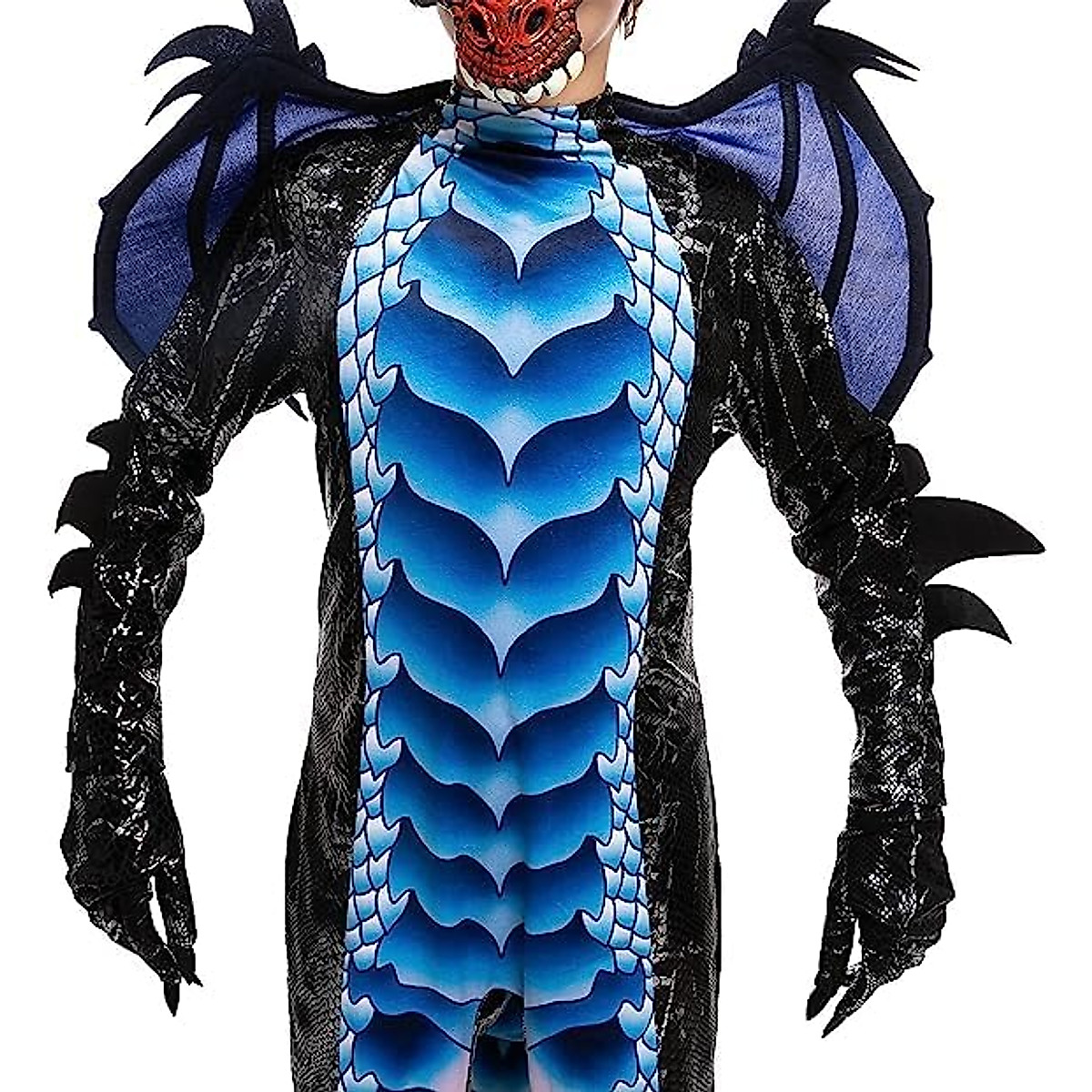 Spooktacular Creations Halloween Kids Boys Black and Blue Dragon costume, Dragon Wings and Mask for Halloween Parties, Cosplay-S(5-7yr)