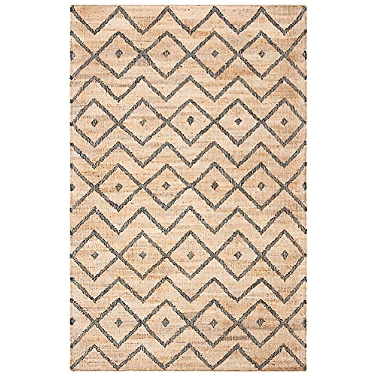 SAFAVIEH Kilim Collection Accent Rug - 2'3" x 5', Natural & Charcoal, Handmade Moroccan Boho Jute & Cotton, Ideal for High Traffic Areas in Entryway, Living Room, Bedroom (KLM750A)