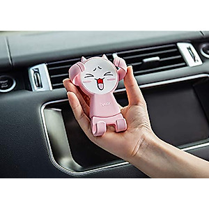 Cute Girly Cartoons Car Phone Holder Mount Air Vent Phone Holder for Car,Compatible Dashboard Windshield Car Phone Holder,Car Accessories for Women and Girls (Rose Pink)