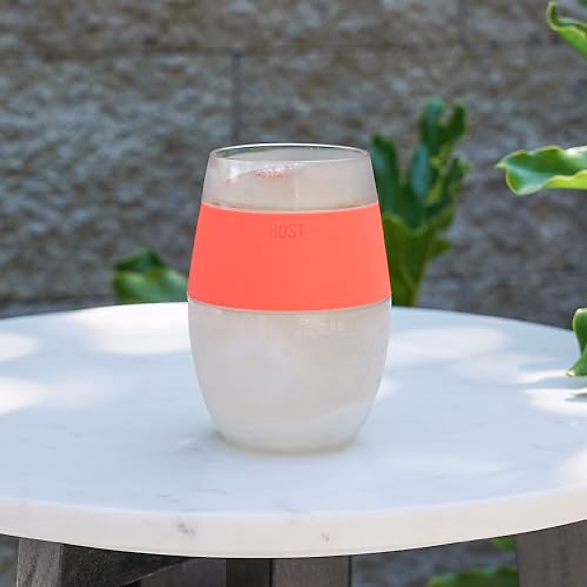 HOST Wine Freeze Cooling Cup, Plastic Double Wall Insulated Freezable Drink Chilling Tumbler with Freezing Gel | Wine Glasses for Red and White Wine, Set of 1, 8.5 oz, Coral