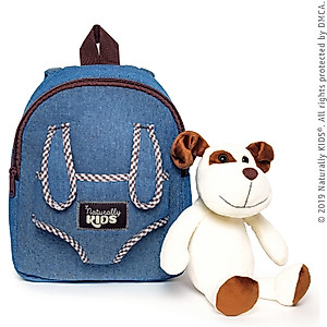 Naturally KIDS Dog Toddler Backpack, Dog Stuffed Animals, Stuffed Dog for Toddlers Boys Girls