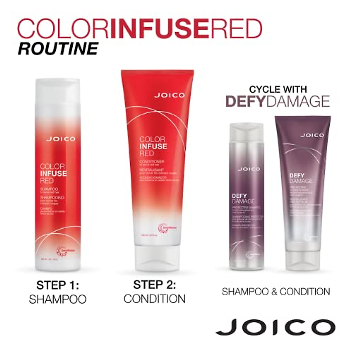 Joico Red Shampoo - Refresh Red Tones, Boost Color Vibrancy & Shine - With Rosehip Oil & Green Tea Extract - 10.1 Fl Oz