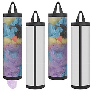 4 Pack Plastic Bag Holder, Gray Grocery Bag Holder for Plastic Bags, Mesh Hanging Storage Bag Dispenser Shopping Bag Holder Trash Bags Dispenser Grocery Bag Organizer