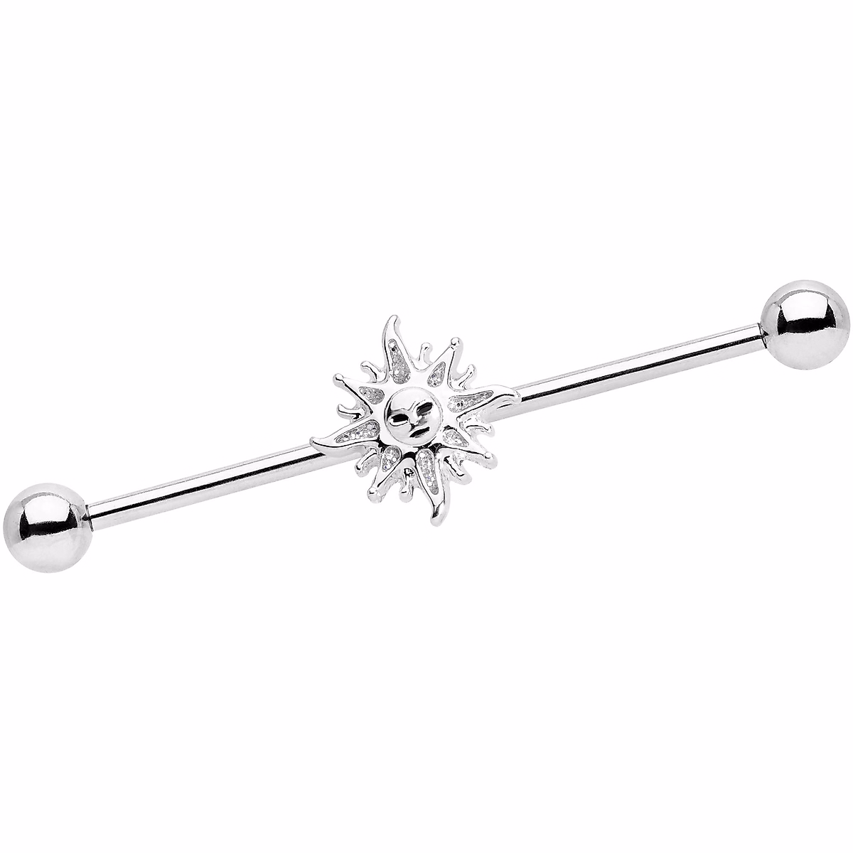 Body Candy 38mm Stainless Steel Helix Cartilage Earring Happy Sunshine Industrial Barbell 1 1/2"