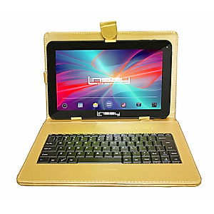 LINSAY 10.1" Quad Core 2GB RAM 32GB Android 11 Tablet with Golden Keyboard