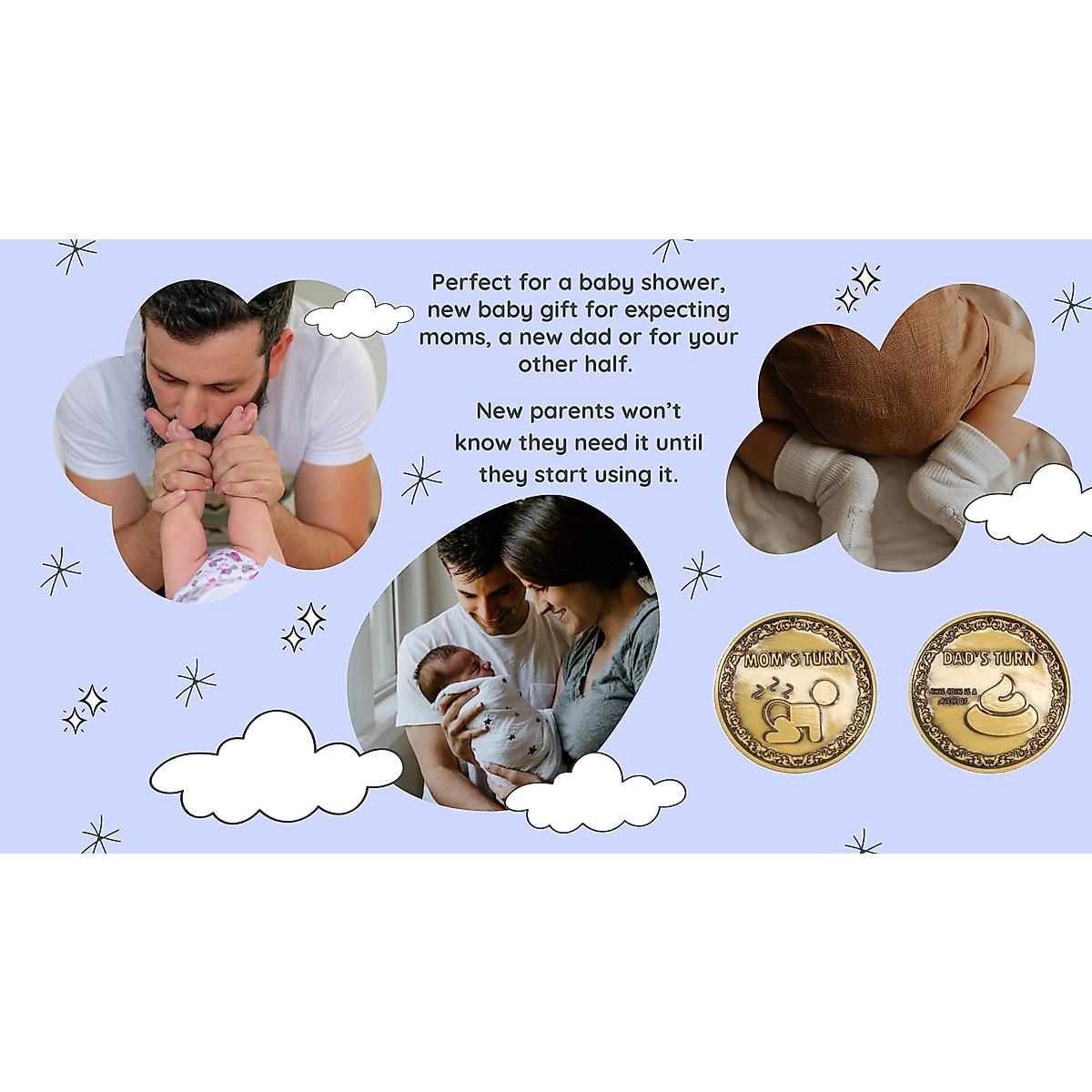 Prosperous Goods TOKENZ New Mom Gift Decision Coin | New Mom Gifts for Women Mom to Be Gift New Dad Gifts for New Mom Pregnant Mom Gifts for New Parents Funny for New Dad to Be Gifts for Baby Shower