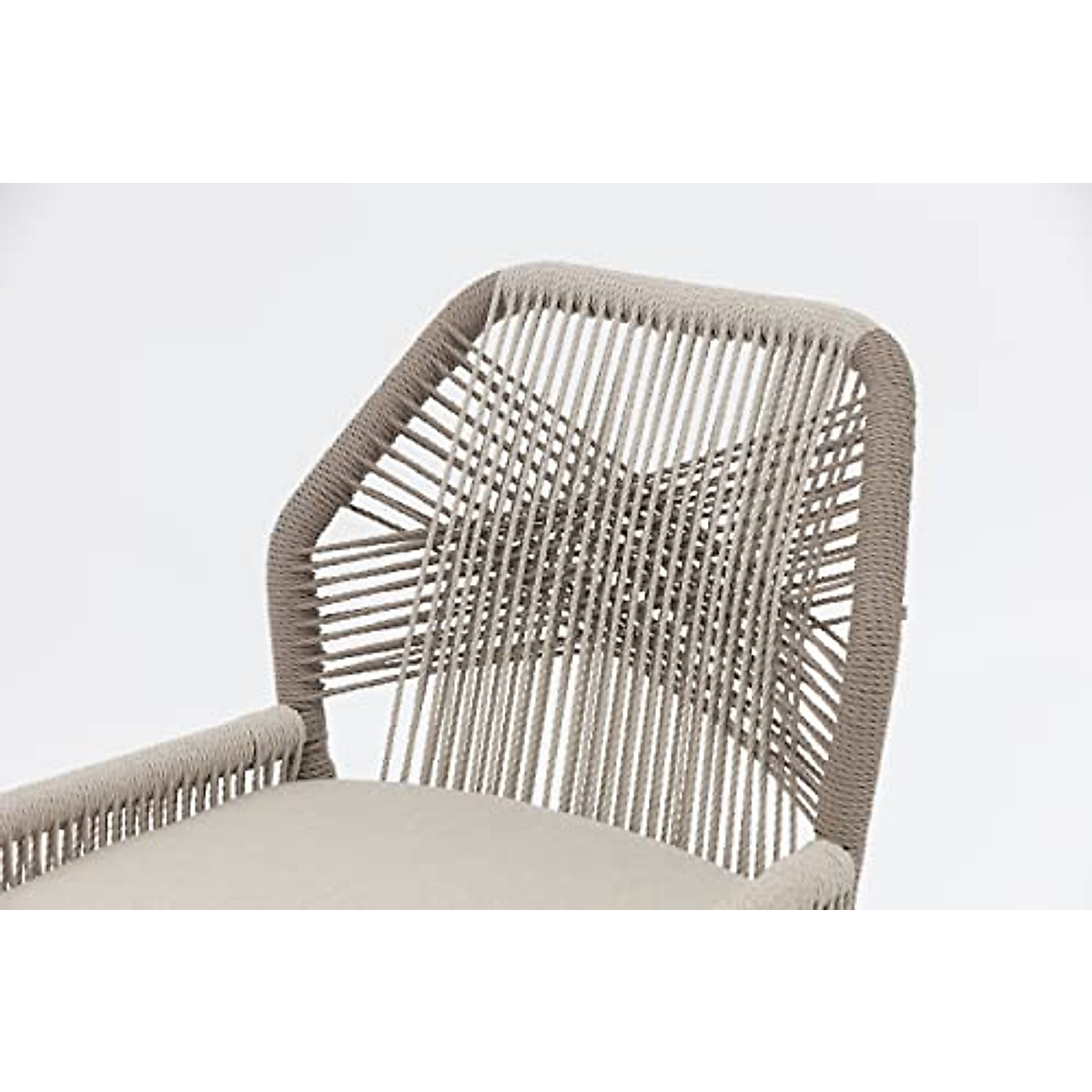 US Furnishing Indoor and Outdoor Waterproof Hand-Crafted Stool, Counter Height Stool Bar High Home Back Dining Chair Comfortable Simple Beautiful (Counter 25), Beige. Brown (7889-cc)