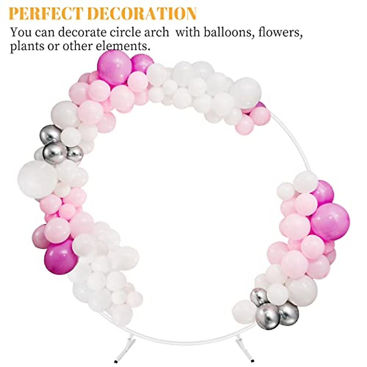 Fogein 6.6ft Round Backdrop Stand, Stable Circle Balloon Arch Frame, Metal Circle Arch Stand for Wedding Birthday Party Baby Shower Decoration(White)