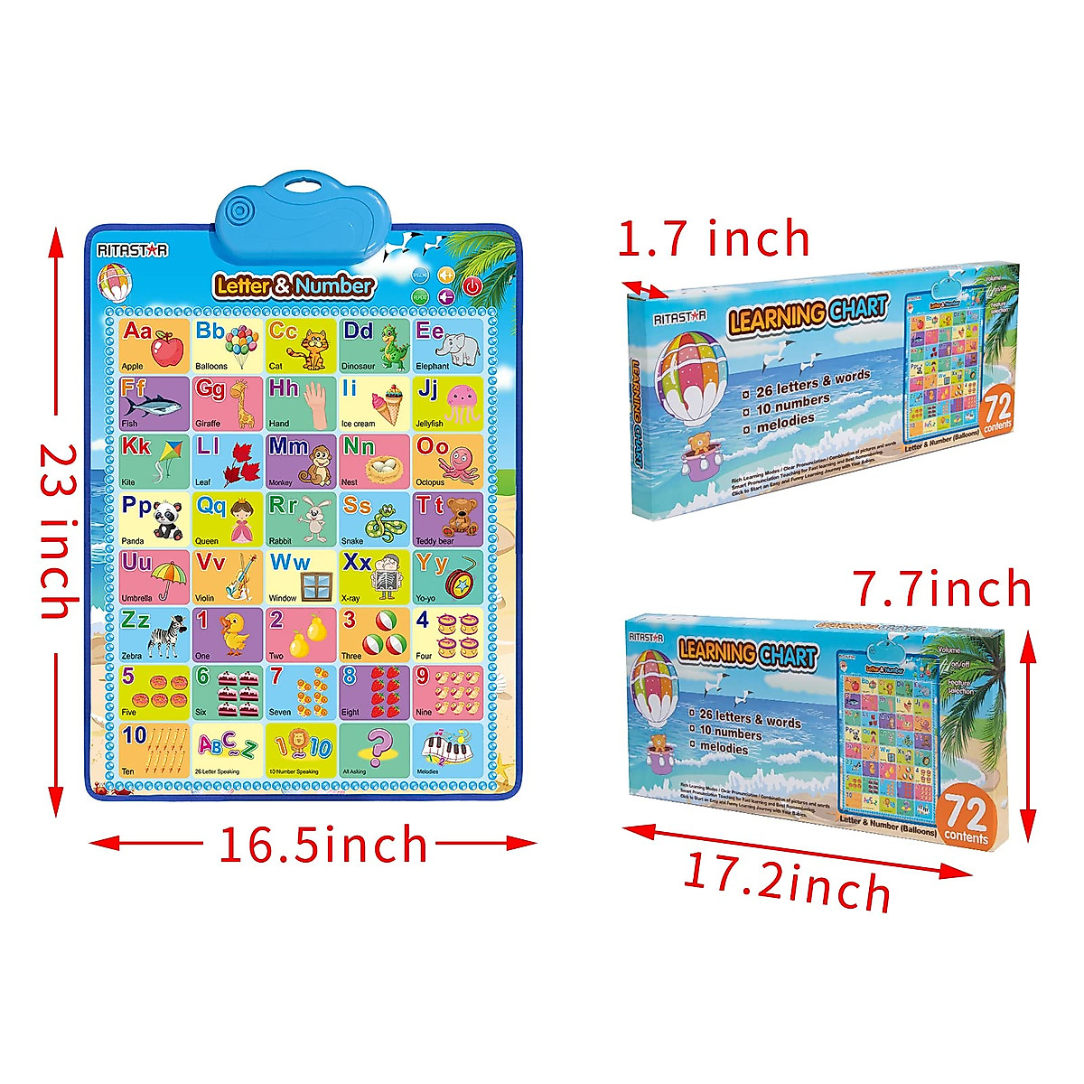 Interactive Alphabet Learning Poster Toy for Toddlers,Electronic Preschool Educational Toys for Pre K Kids Baby Speech therapy Boy Girl Classroom Activities,with Talking ABC,123 Counting Puzzle Game