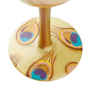 Enesco Designs by Lolita Golden Peacock Artisan Wine Glass, 1 Count (Pack of 1), Multicolor