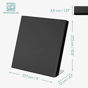 Navaris Wooden Magnetic Knife Holder - Universal Wood Magnetic Block & Organizer for Knives, Scissors, Utensils- Rubberwood, 10.9" x 10.8"