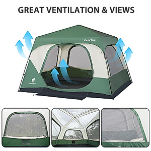 GEERTOP 6 Person Instant Tent for Camping, Large Instant Cabin Tent Easy Setup Pop Up Tent for Family Camping