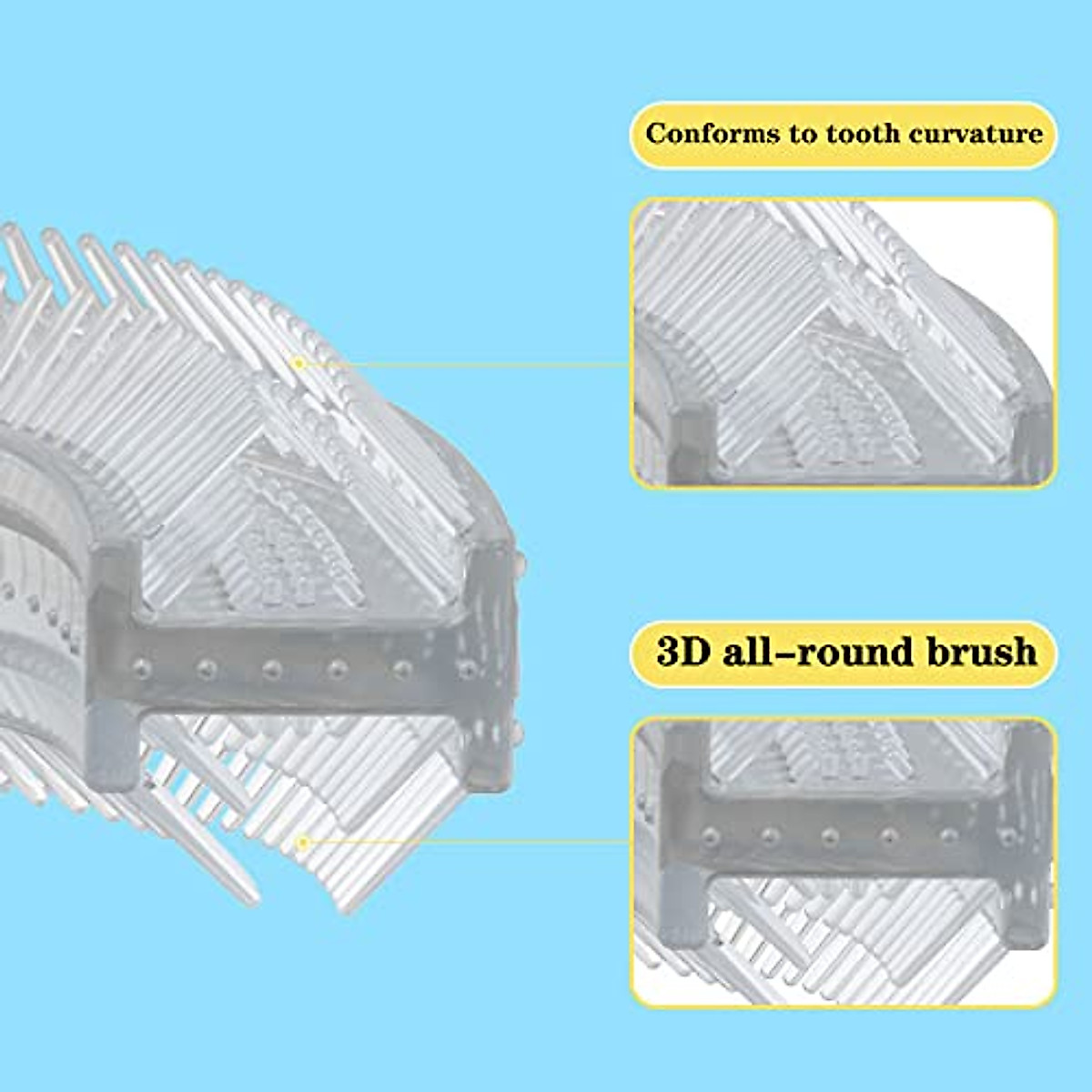 U Shaped Toothbrush for Kids, Whole Mouth Toothbrush 360 Clean Teeth,Food Grade Soft Silicone Brush Head, Teeth Whitening for Kids, Suitable for Age 2 6 Todlder(2 PcS Navy Blue + Orange with Box)