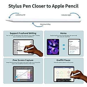 Wireless Charging Pencil for iPad with and Tilt Sensitive, Palm Rejection, iPad Pencil 2nd Generation Compatible with iPad Pro 11 inch 1/2/3/4, iPad Pro 12.9 Inch 3/4/5/6, iPad Air 4/5, iPad Mini 6