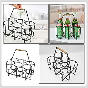 GANAZONO Tabletop Wine Rack 6 Wine Bottle Holder with Handle Bottle Storage Rack Stands Metal Wine Organizer Bar Cart Accessories for Beverage Wine Beer Black