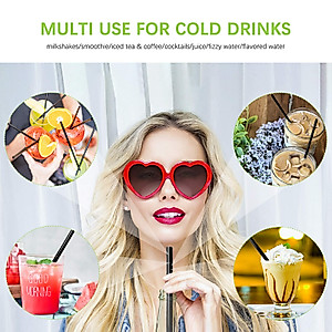 Plasticless 100 Pcs PLA Disposable Drinking Straws Corn Plant Based Biodegradable Straws, BPA Free Compostable Stir Sticks Black Straws, Reusable Straws Alternative to Plastic Straws for Party Drinks