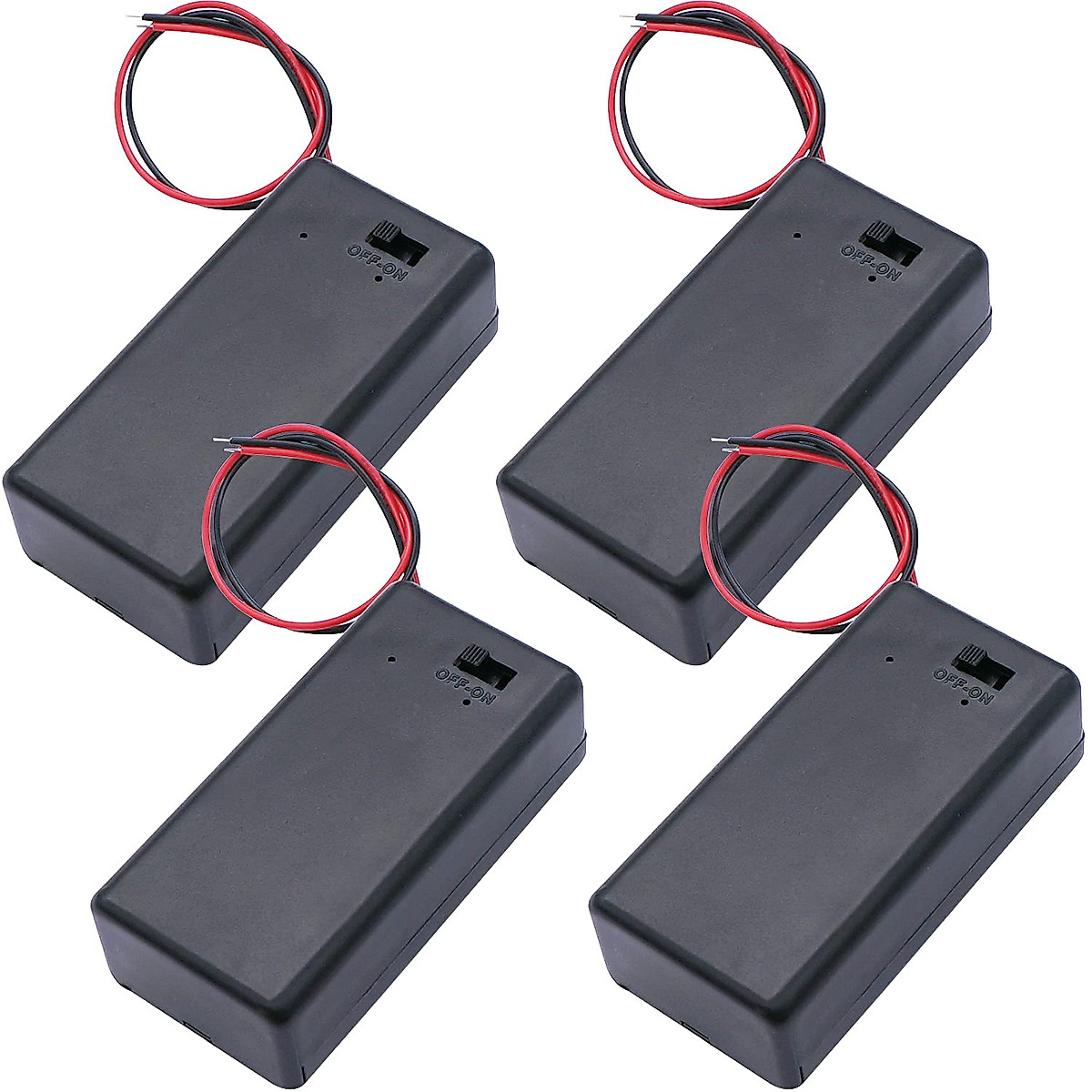 TWTADE 4Pcs Battery Holder with ON/Off Switch 9V Battery Case Box with Leads I-014