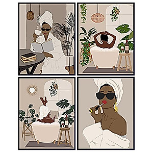 Black Art - African American Bathroom Decor - African American Women, Woman - Afro Wall Art - Black Culture - Guest Bath, Powder Room, Restroom Sign - Aesthetic Minimalist Decorations, Accessories