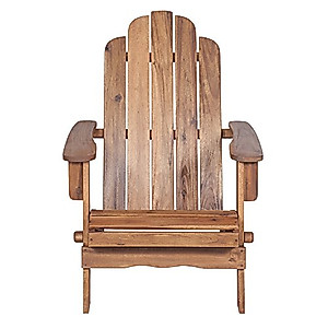 Walker Edison Outdoor Patio Wood Adirondack Foldable Chair All Weather Backyard Conversation Garden Poolside Balcony, Set of 1, Brown