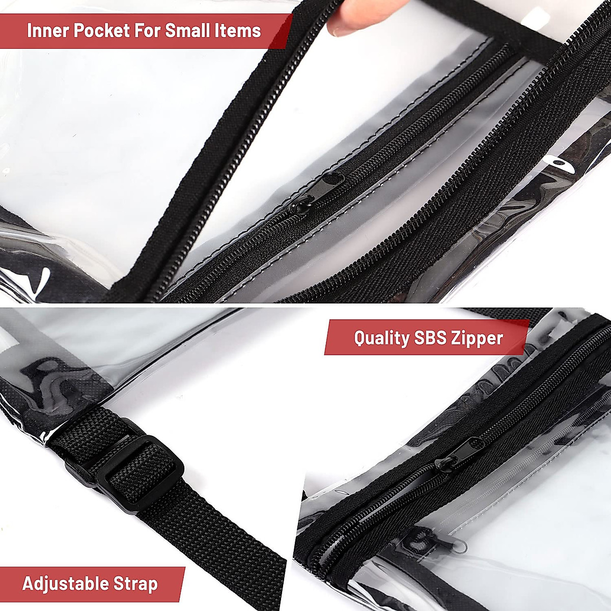 NymphFable Clear Stadium Bag with Inner Pocket and Adjustable Straps Transparent Concert Purse Tote Bag