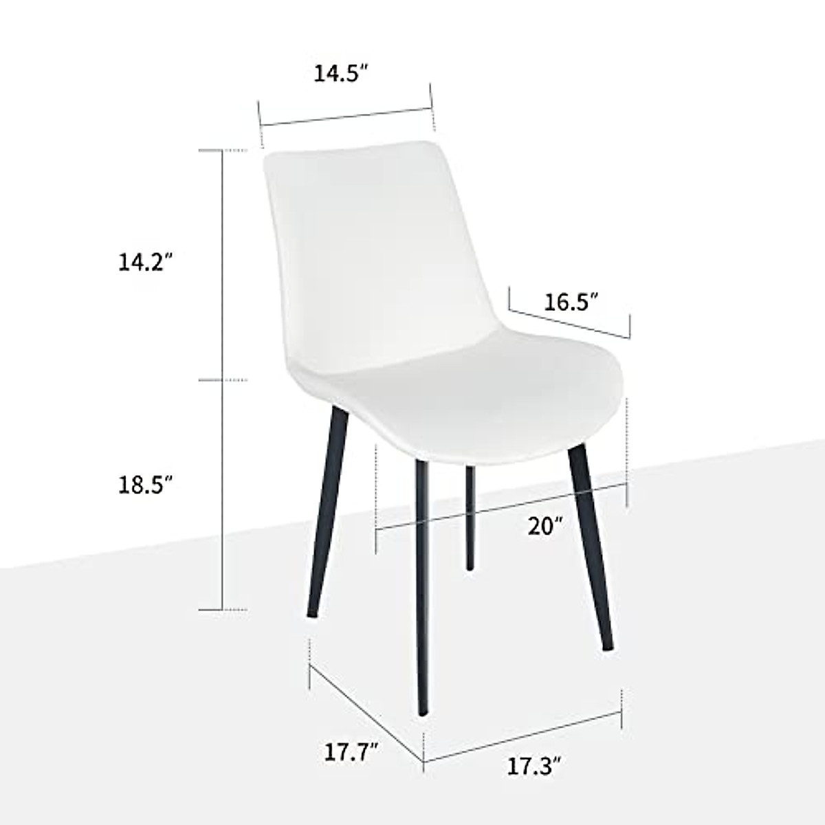 Miereirl Dining Chairs Set of 4 with PU Cushion Mid Century Modern Metel Legs for Indoor Kitchen & Dining Room Chairs Comfortable Chairs Suitable for Home Coffee White