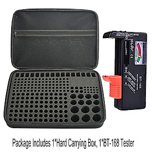 SORFHOUR 250+ Slots Large Battery Storage Organizer Holder, Batteries Organizer Case Storage Box Holder for 2A 3A 4A C D 9V 3V Lithium Button Batteries (Tester Included, NO Batteries)