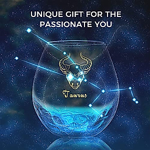 XIAHAN Taurus Stemless Wine Glass, Zodiac Gift Water Cup, Glass Cup, Coffee Cup, Gift for Men and Women