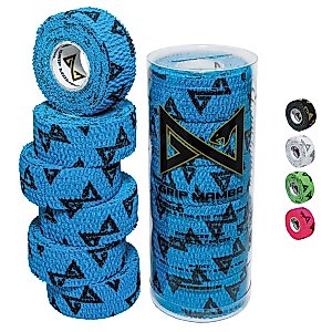GRIP MAMBA Elastic Athletic Finger Tape, 1”Wide w/Premium Adhesive, Protects Hand Thumb Fingers Enhances Grip, Sleeve Blister Wrap for Sports, Golf, Tennis, Basketball, Pickleball (Blue, 3 Rolls)