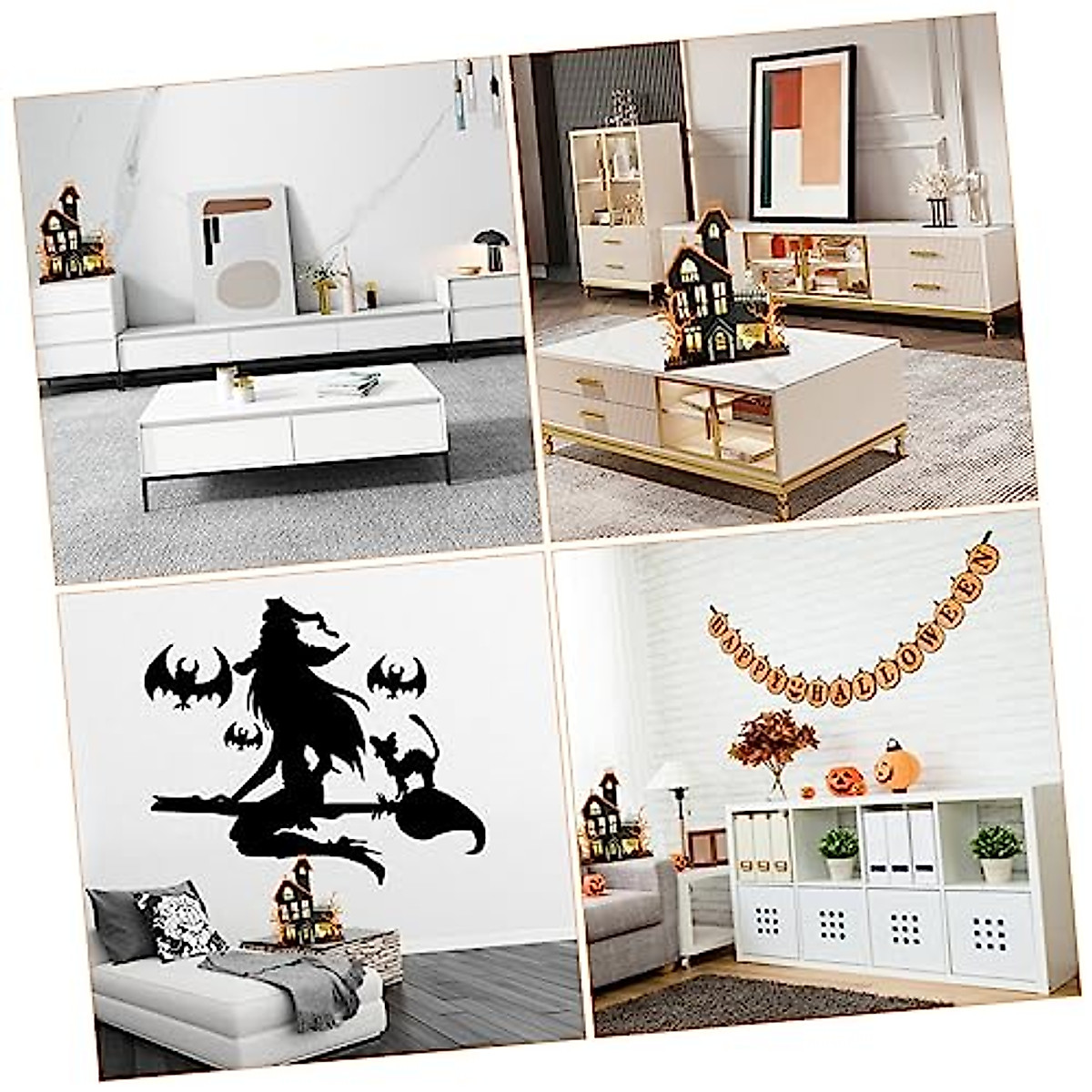 Garneck 1pc Haunted House Elf Ornament Desk Topper Wood Decor Halloween Decor Halloween Style Ghost House Sign Scene Village Houses Halloween Haunted House Figurine Halloween Supplies Doll