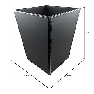 Hospitality Source Black Leatherette Waste Bin for Hotel, Office, Dorm or Home use. Commercial Quality Construction for The Hospitality Industry
