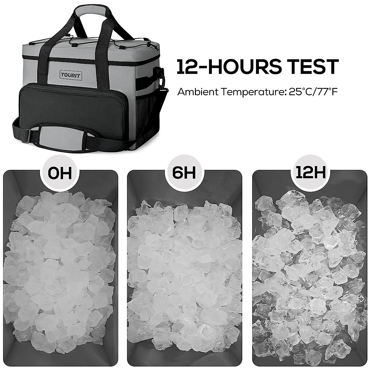 TOURIT Cooler Bag 46-Can Insulated Soft Cooler Portable Cooler Bag 32L Lunch Coolers for Picnic, Beach, Work, Trip, Grey
