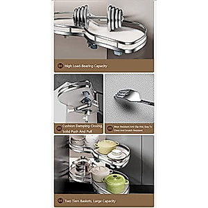 JayHumphrey Swing Left Blind Corner Cabinet Pull Out Organizer for 36 Inch Cabinet, 2 Tier Kitchen Cabinet Swing Tray for Corner Cabinet Blind Shelf - Soft Close - Left Open