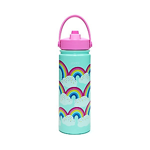 Yoobi Rainbow Sprinkles Stainless Steel Water Bottle – 18 oz w/Spill-Proof Lid Straw – Dishwasher Safe Adult Water Bottle, Kids Water Bottle – BPA & PVC-Free Leak Proof (Mint Rainbow Sprinkles)