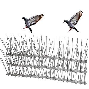 Flexible Stainless Bird Spikes with Plastic Base, Pigeon Fence (5 Feet Coverage 3 Strips)