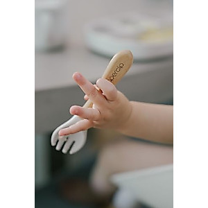 PAPERCLIP Silicone Beech Spoon/Fork Set in Mushroom with Resusable Snack Bag