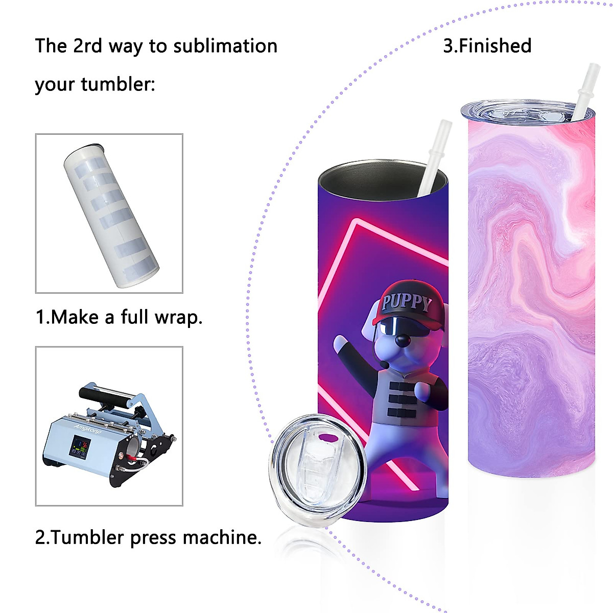 XccMe 8 Pack Sublimation Tumblers bulk,30 oz Skinny Stainless Steel Double Wall Insulated Straight Sublimation Blank with Lid,Box,Shrink Wrap Films,Polymer Coating for Heat Transfer