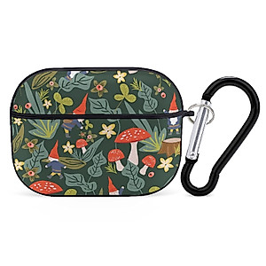 Funny Headphone Case Cover Compatible with AirPods Pro Case for Women Girls Red Mushroom Unique Design Gnome Green, Protective Plastic Case Cover, Led Visible with Keychain