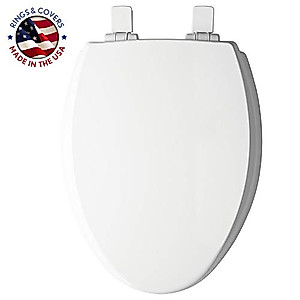Mayfair 1847SLOW 000 Kendall Slow-Close, Removable Enameled Wood Toilet Seat That Will Never Loosen, 1 Pack ELONGATED - Premium Hinge, White