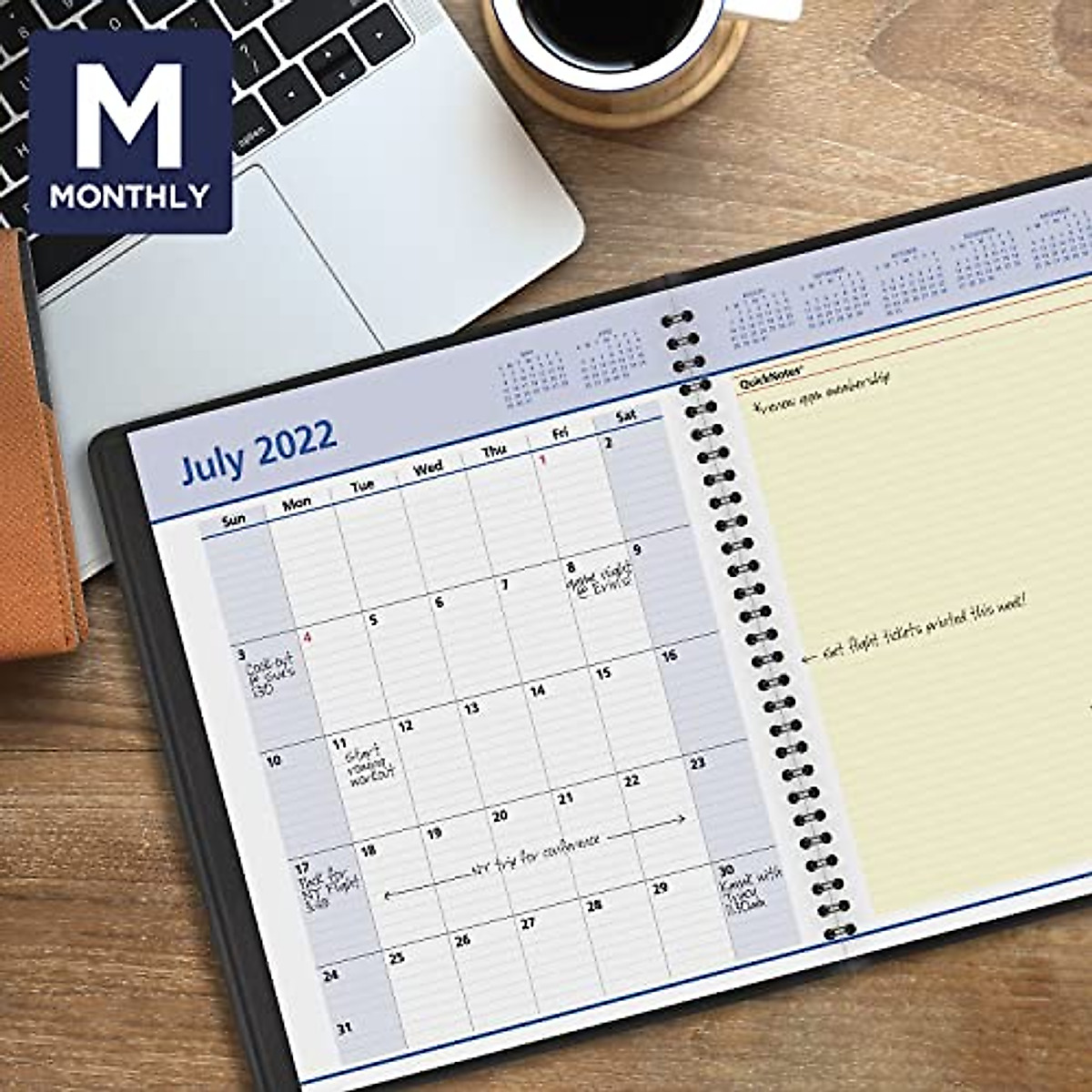 AT-A-GLANCE 2022-2023 Planner, Weekly & Monthly Academic Appointment Book, 8" x 10", Large, QuickNotes, Black (761105)